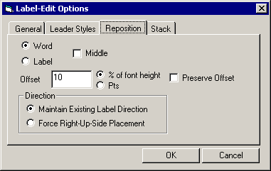Label-Edit Options showing Reposition tab options